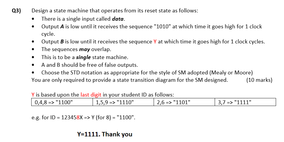 Solved Q3) Design a state machine that operates from its | Chegg.com