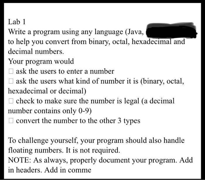Solved Lab 1 Write a program using any language (Java, to | Chegg.com