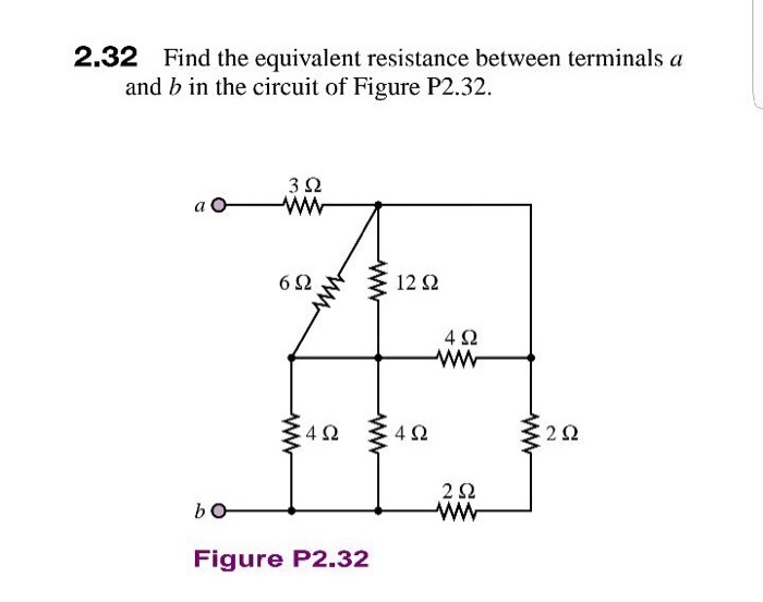 Solved 2.32 Find the equivalent resistance between terminals | Chegg.com