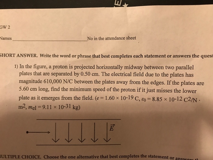 Solved In the figure, a proton is projected horizontally | Chegg.com