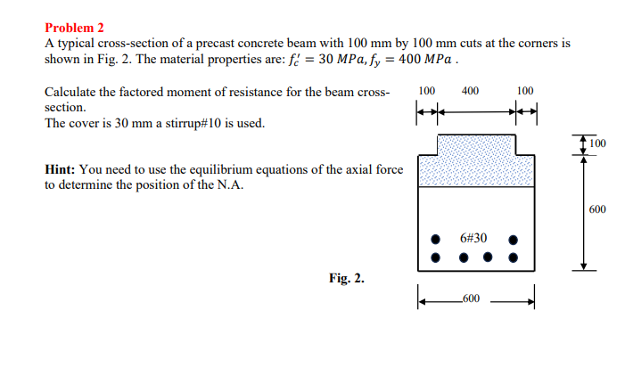 Solved Problem 2A typical cross-section of a precast | Chegg.com