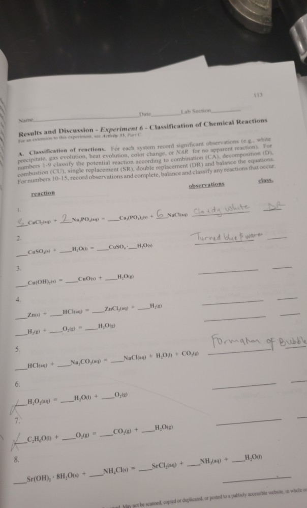 Solved Date Lah Section Name Results and Discussion - | Chegg.com