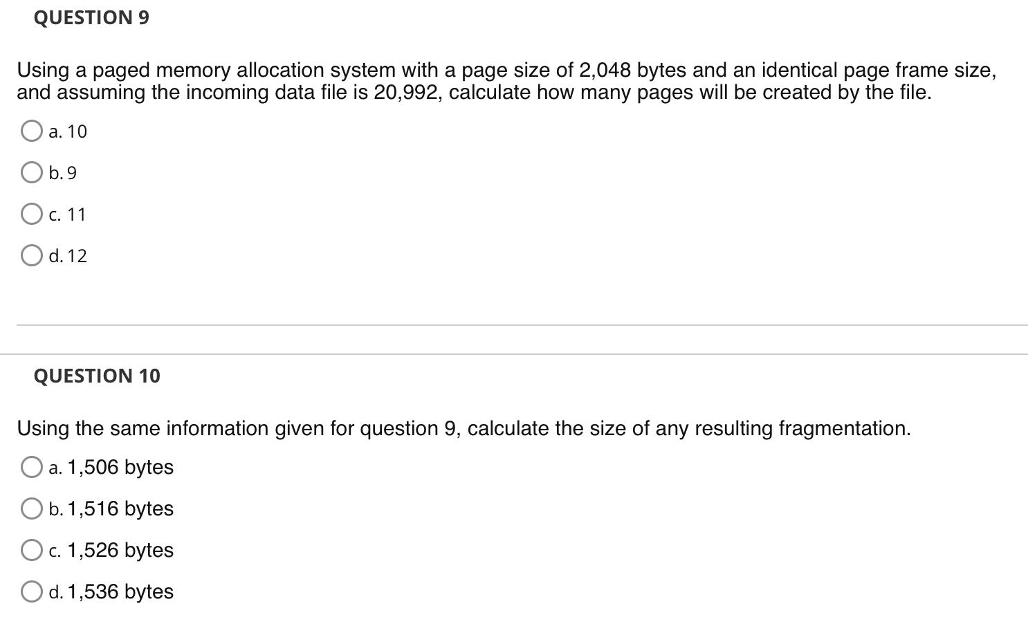 Solved Questions Using A Paged Memory Allocation System With 