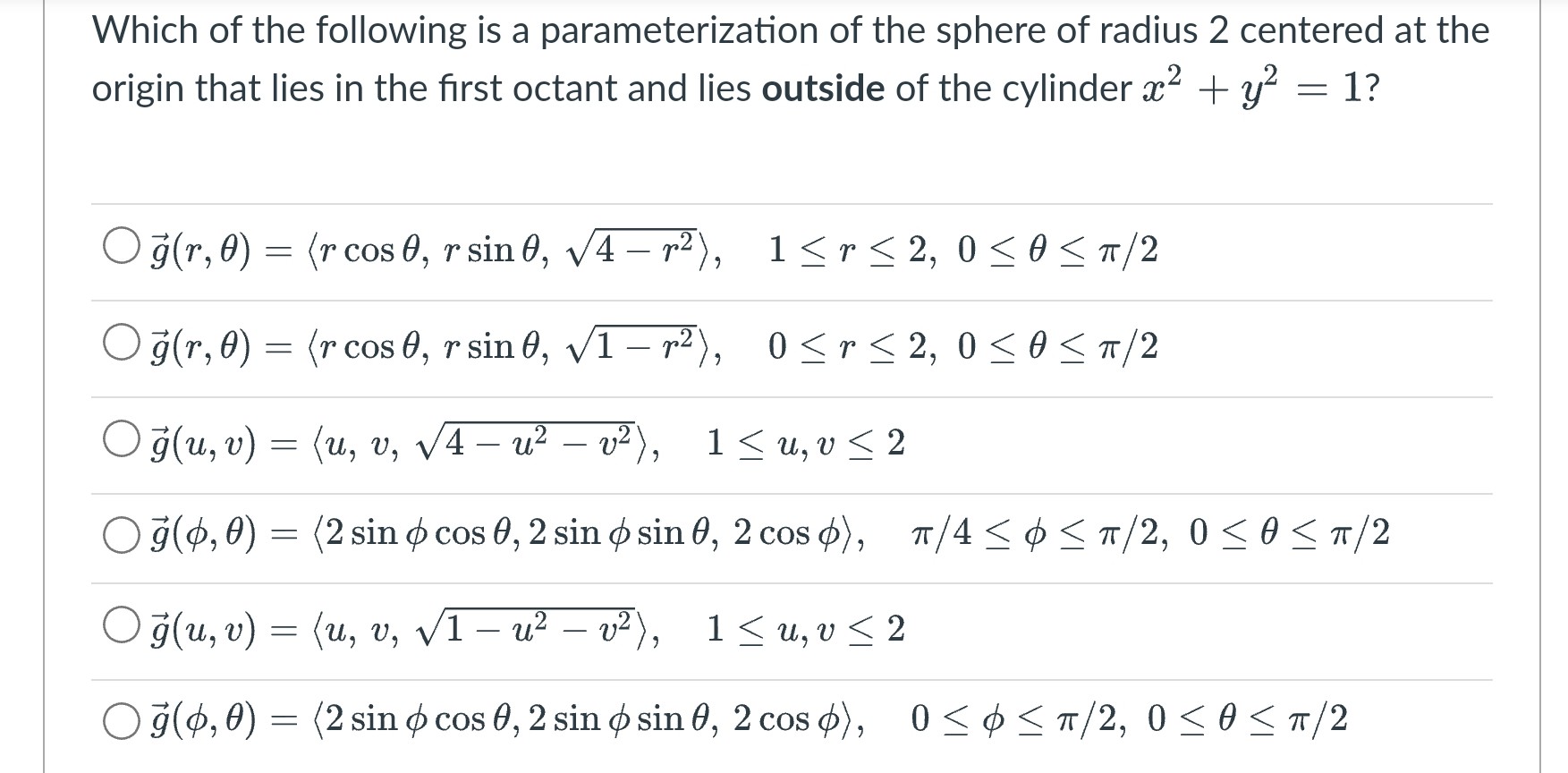 Solved Which of the following is a parameterization of the | Chegg.com