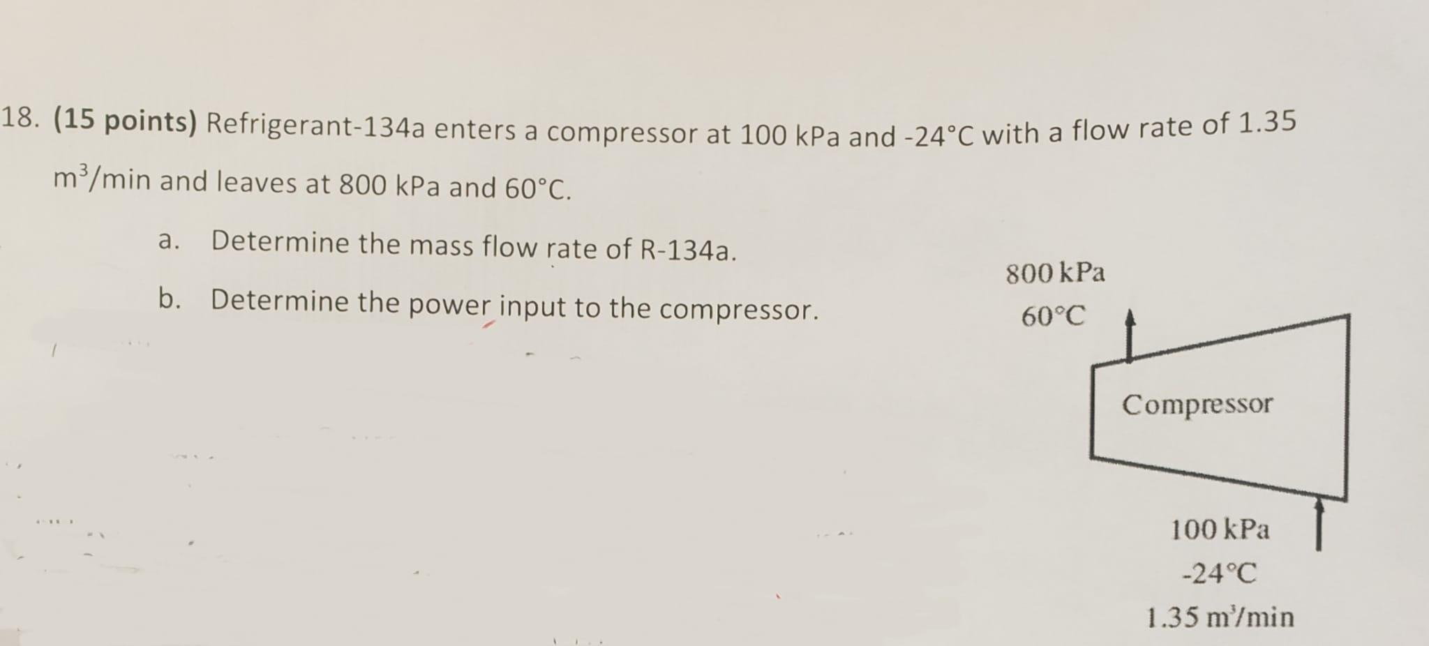 Solved 8. (15 points) Refrigerant-134a enters a compressor | Chegg.com