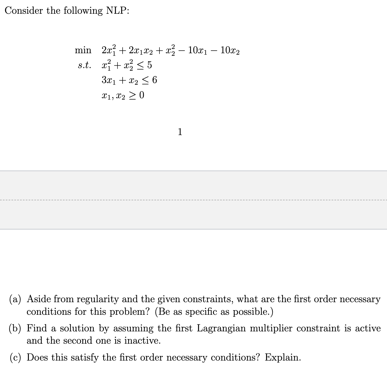 Solved Consider the following NLP: min s.t. | Chegg.com