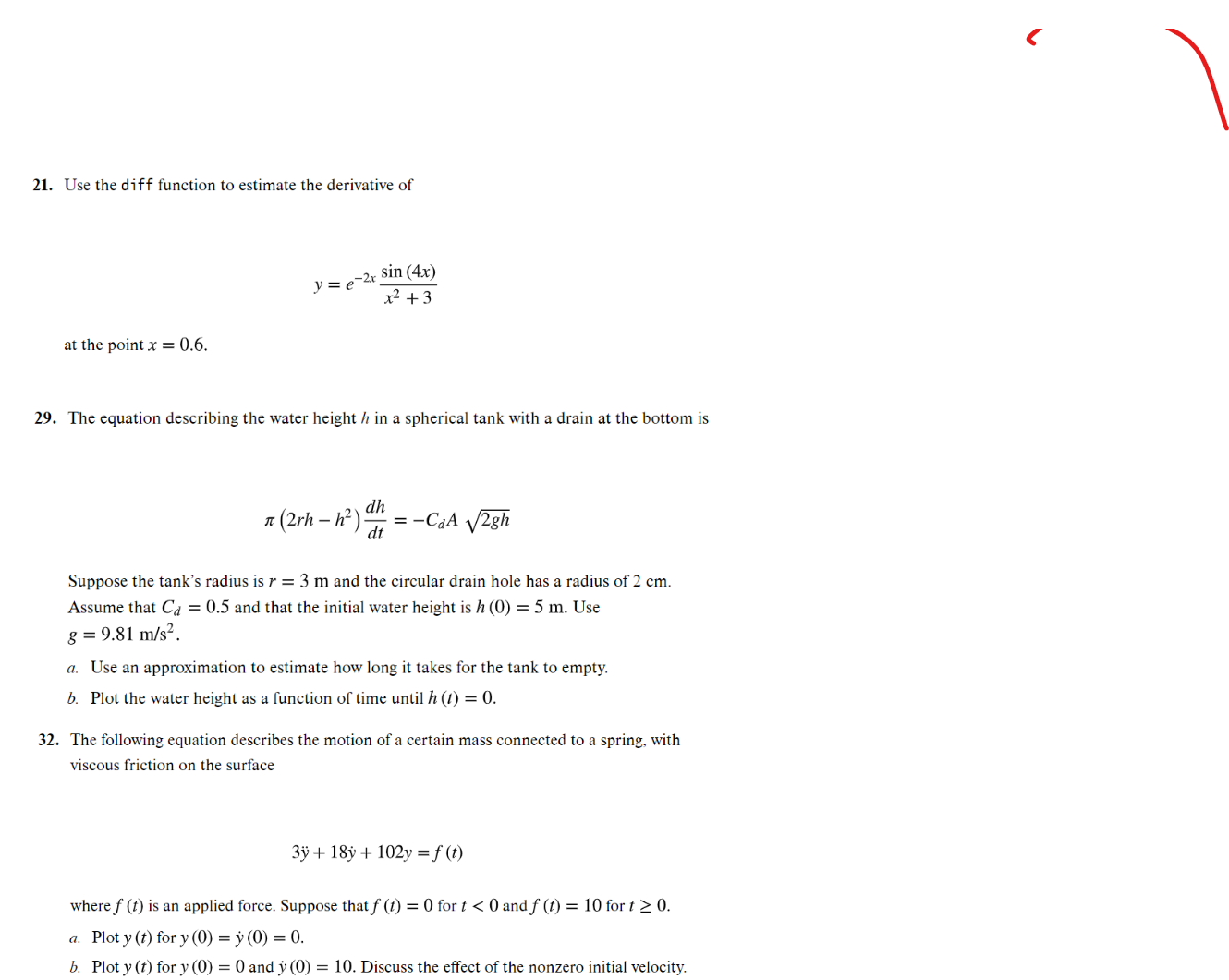 Solved Use the diff function to estimate the derivative | Chegg.com