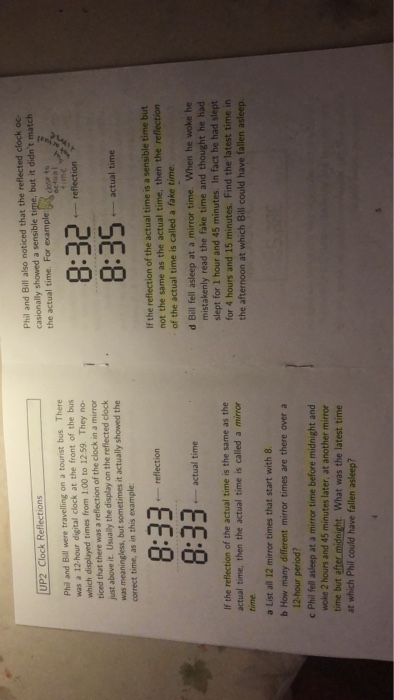 Solved Phil and Bill also noticed that the reflected clock | Chegg.com