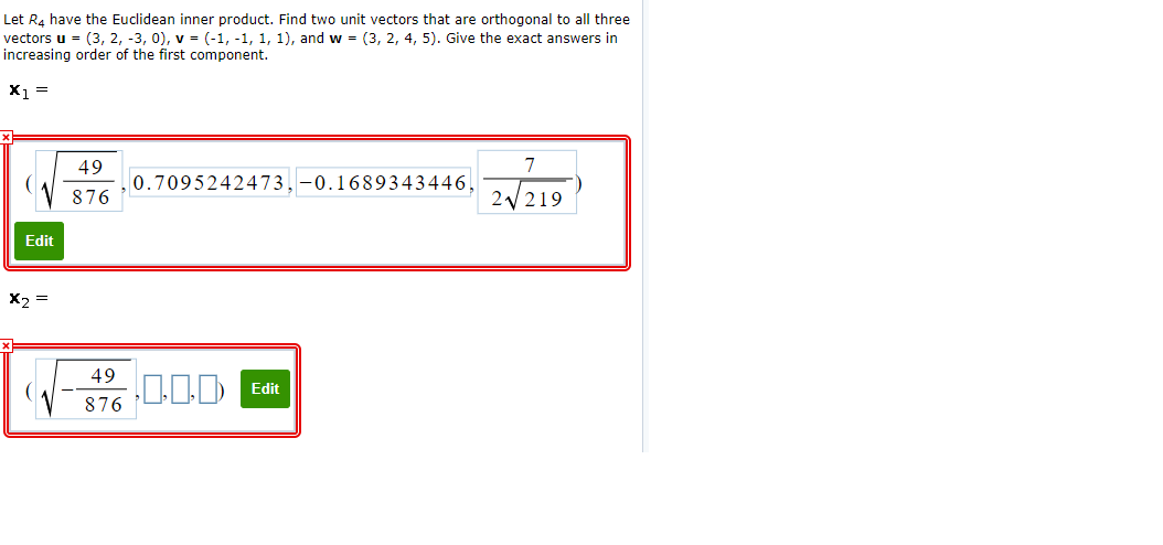 Solved Let R4 have the Euclidean inner product. Find two | Chegg.com