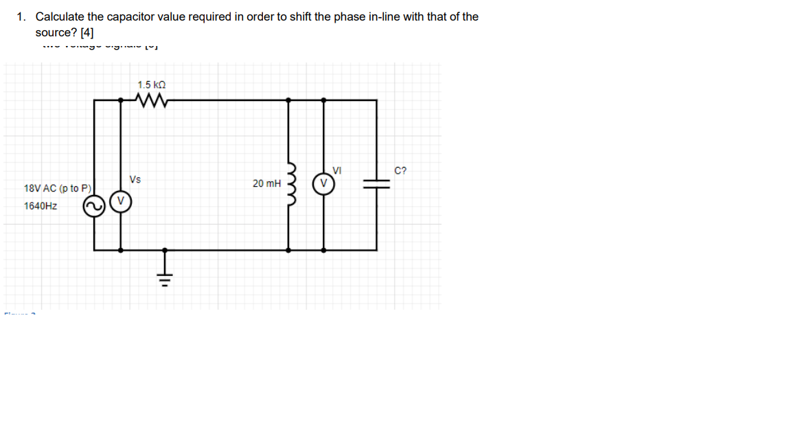 Solved 1. Calculate the capacitor value required in order to | Chegg.com