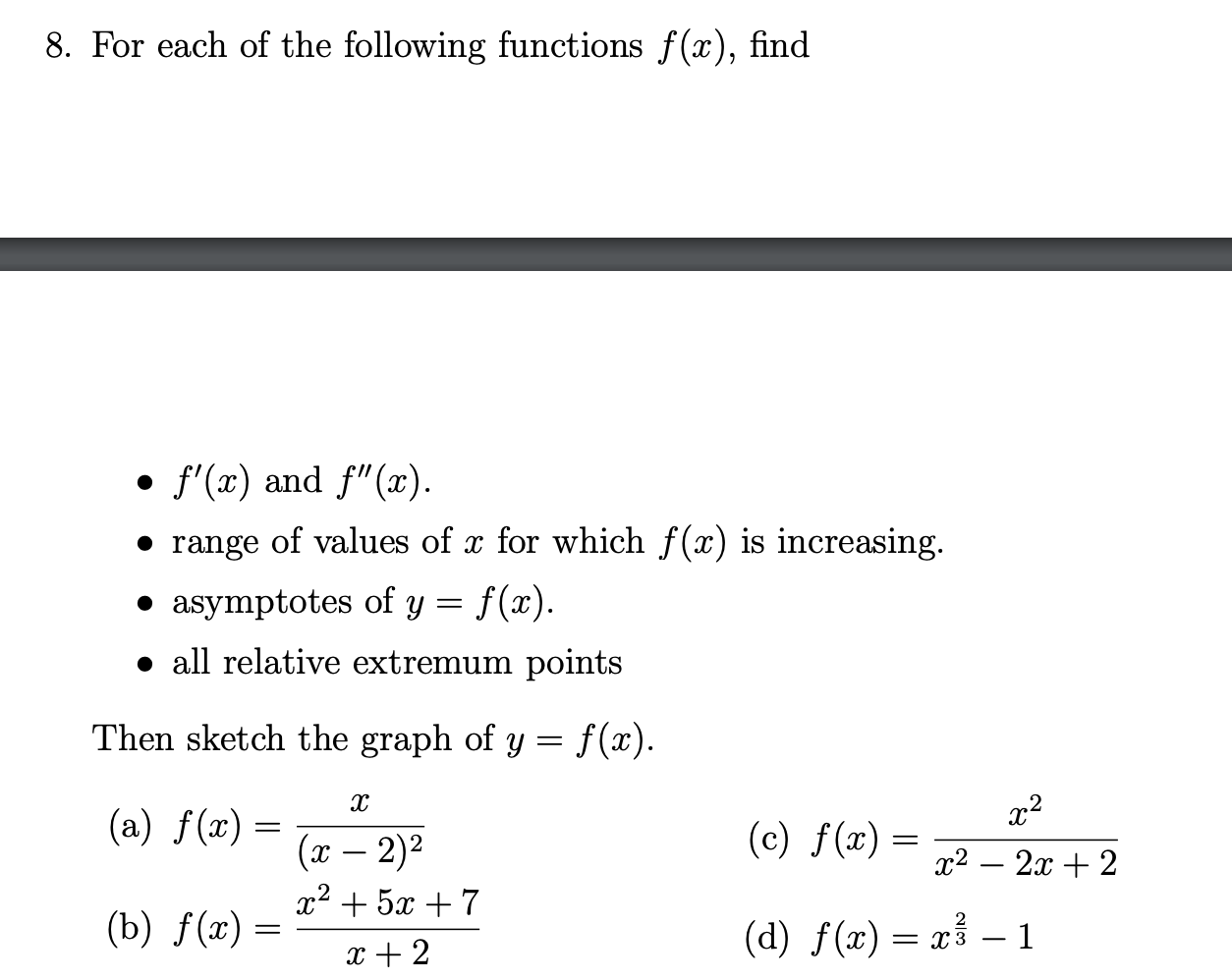 Solved For each of ﻿the following functions f(x), ﻿findf'(x) | Chegg.com