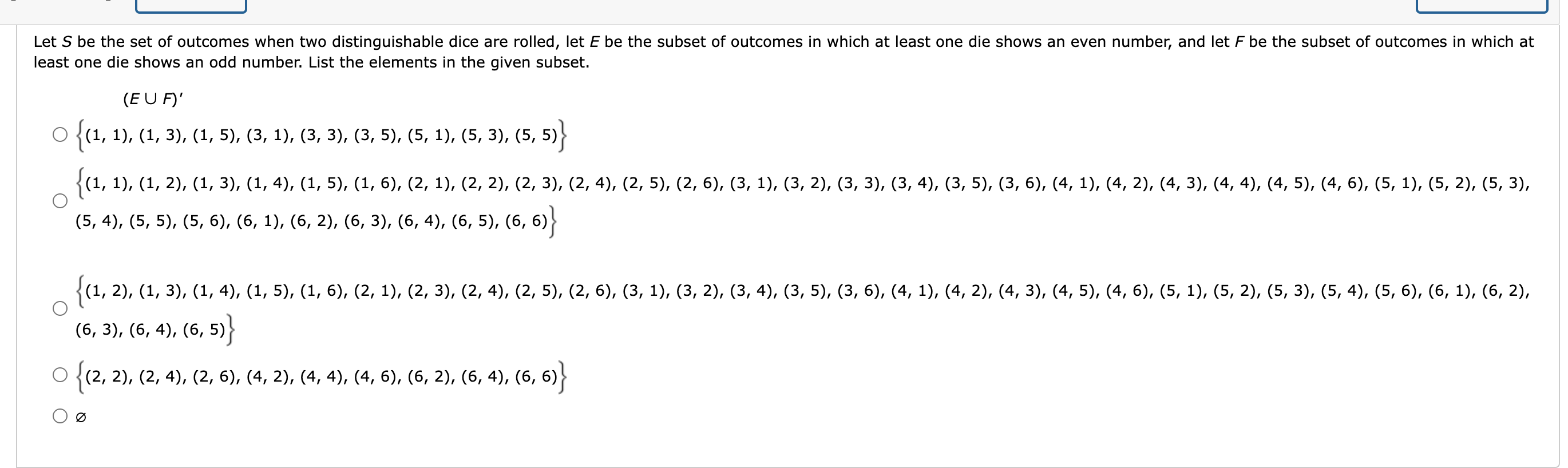 Solved Let S be the set of outcomes when two distinguishable | Chegg.com