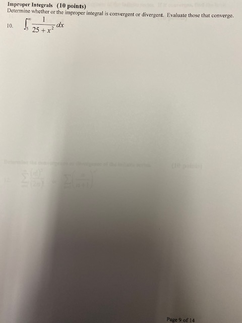 Solved Improper Integrals (10 points) Determine whether or | Chegg.com