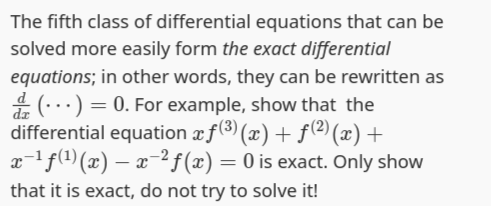 Solved The fifth class of differential equations that can | Chegg.com