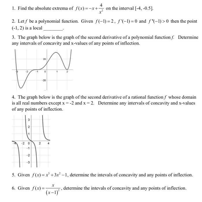 Solved 4 1. Find the absolute extrema of fon the interval | Chegg.com