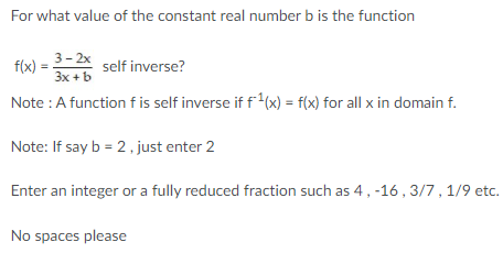 Solved For what value of the constant real number b is the | Chegg.com