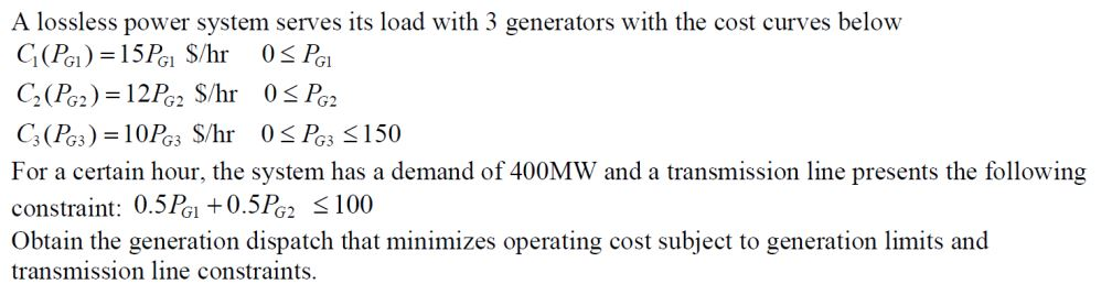 Solved A lossless power system serves its load with 3 | Chegg.com
