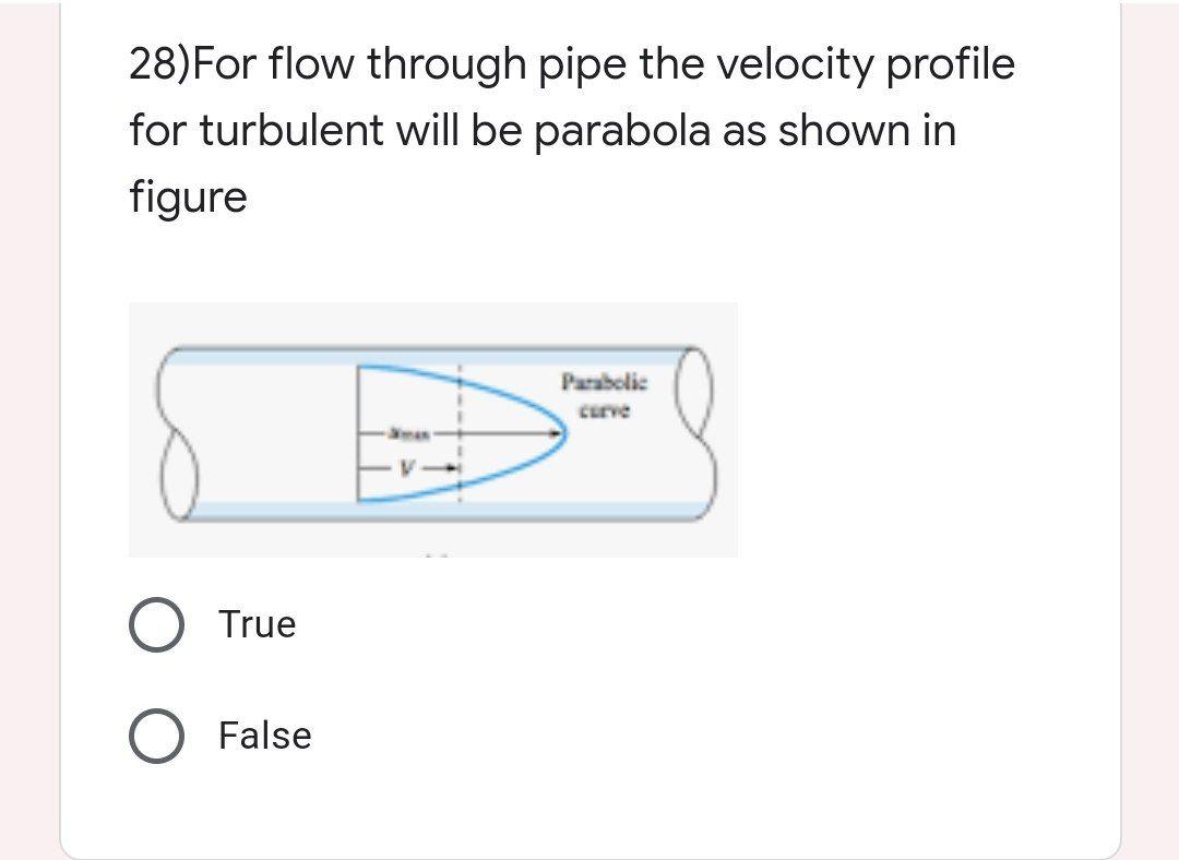 Solved 28)For flow through pipe the velocity profile for | Chegg.com