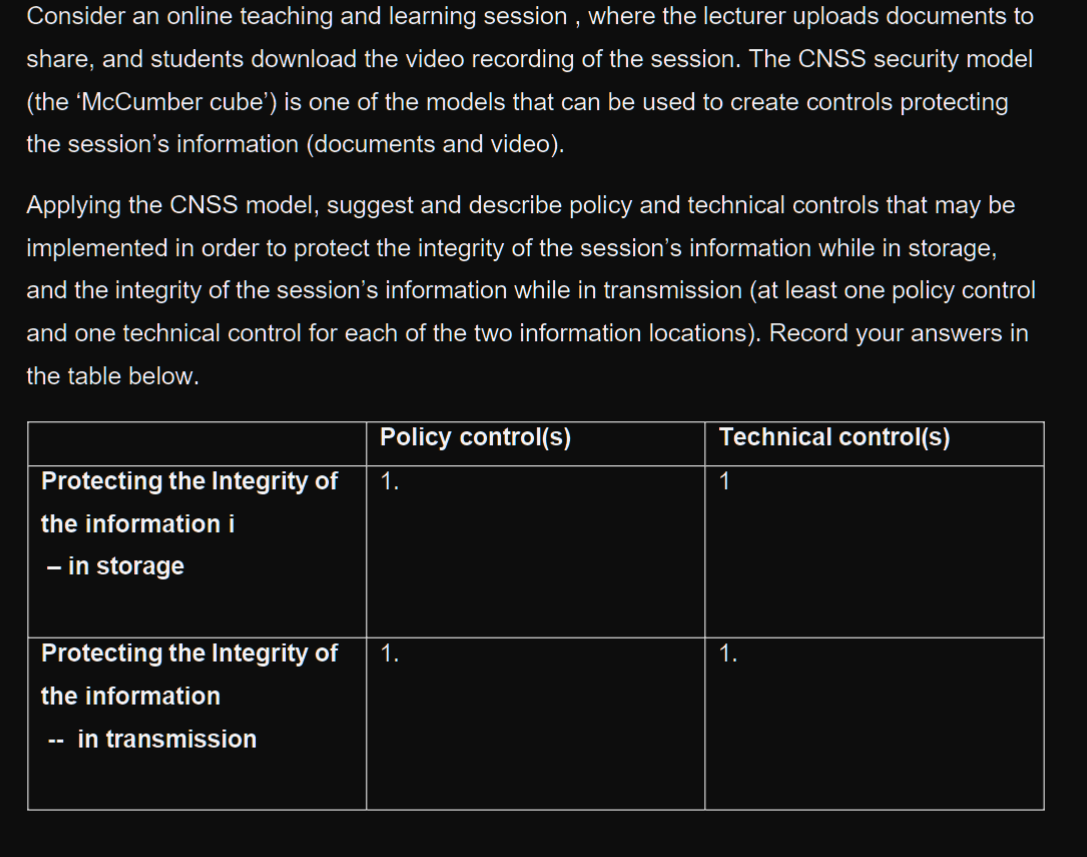Solved Consider an online teaching and learning session, | Chegg.com