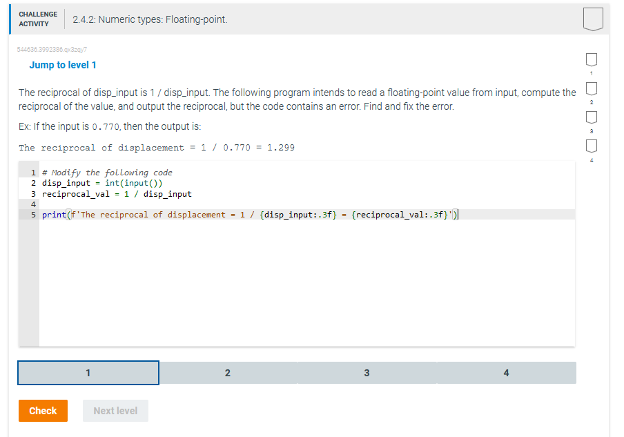Solved 2.4.2: Numeric types: | Chegg.com