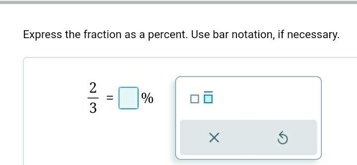 Solved Express the fraction as a percent. Use bar notation, | Chegg.com