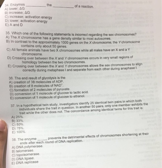 Solved Enzymes the of a reaction. A) lower; delta G B) | Chegg.com