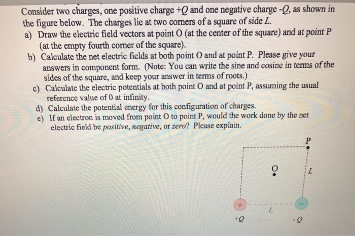 Solved Consider two charges, one positive charge +0 and one | Chegg.com
