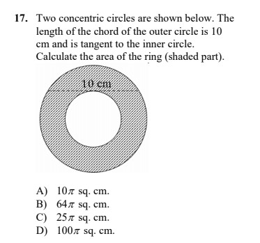 Solved 17. Two concentric circles are shown below. The | Chegg.com