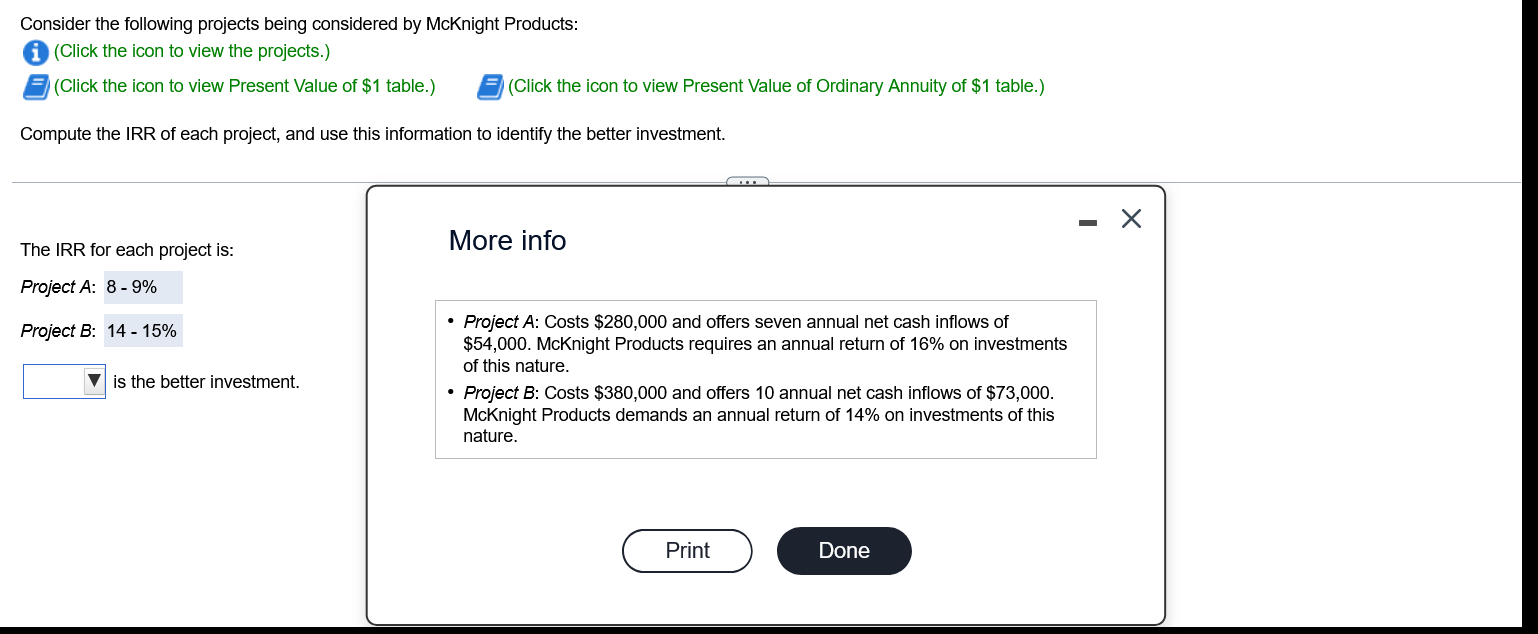 Consider the following projects being considered by | Chegg.com