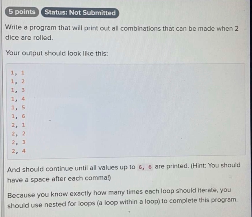 Solved 5 points Status: Not Submitted Write a program that | Chegg.com