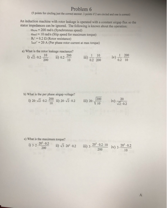 Solved Problem 6 (5 points for circling just the correct | Chegg.com