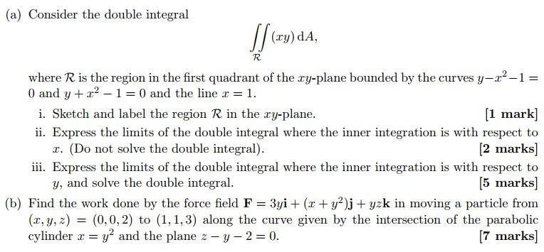 Solved (a) Consider the double integral (xy) dA where R is | Chegg.com