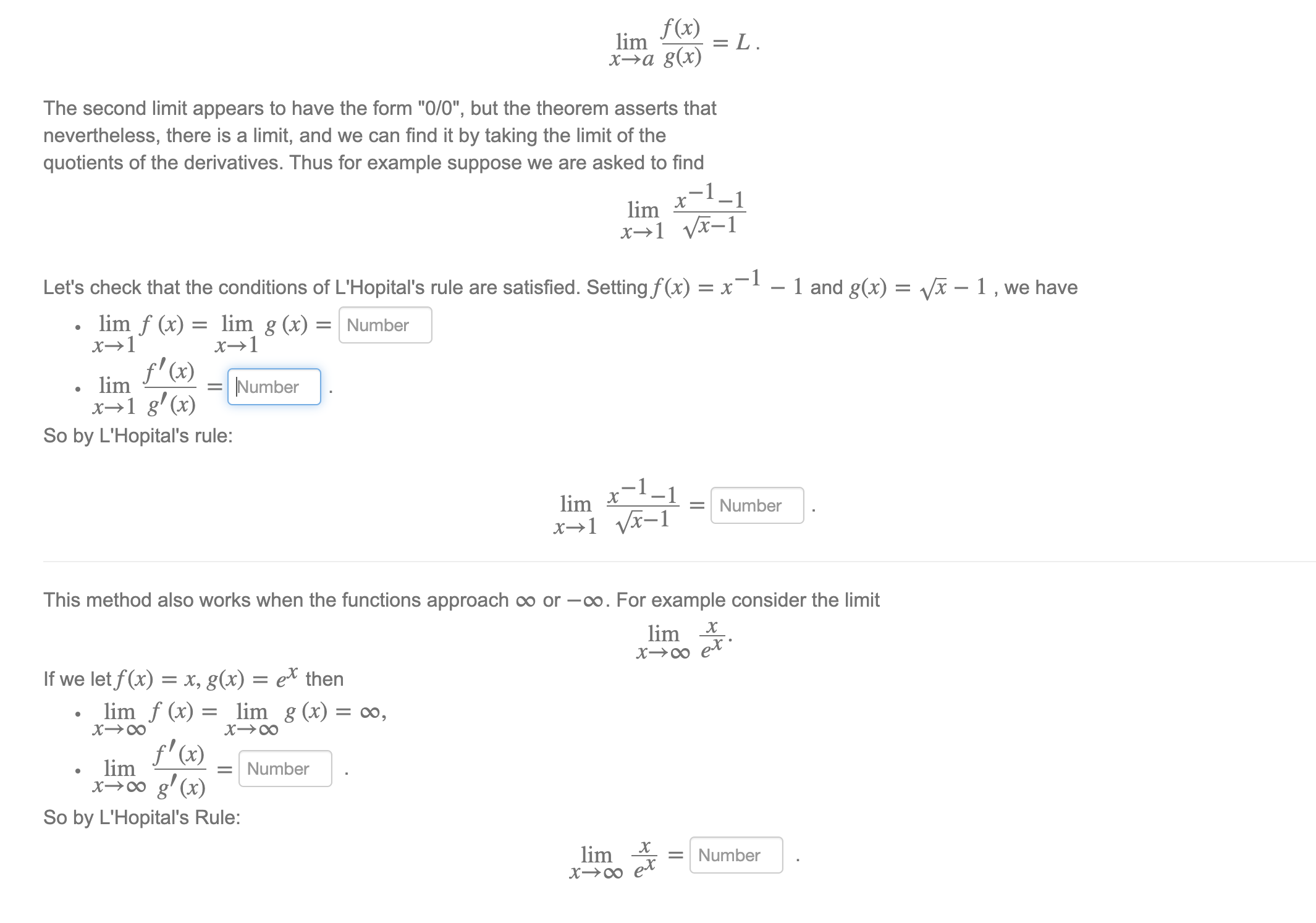 Solved L'Hopital's rule allows us to calculate limits where | Chegg.com