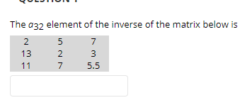 Solved The a32 element of the inverse of the matrix below is | Chegg.com