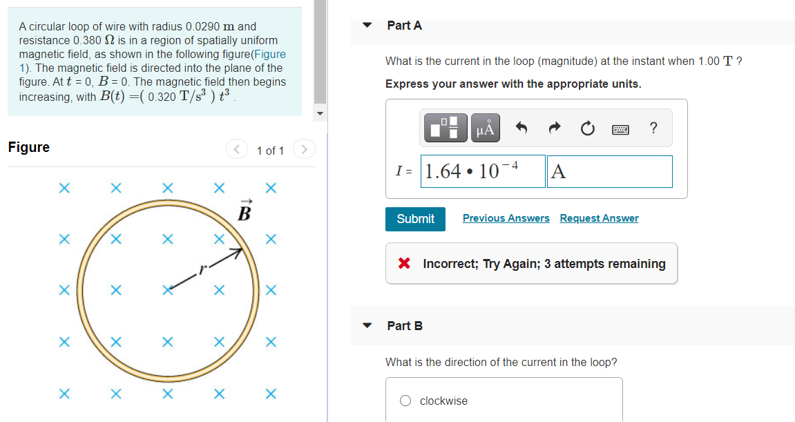 Solved Part A A circular loop of wire with radius 0.0290 m | Chegg.com