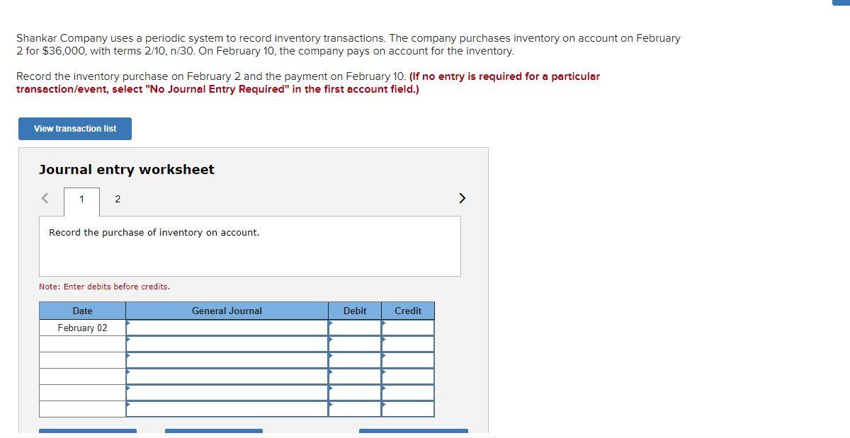 Solved Shankar Company uses a periodic system to record | Chegg.com