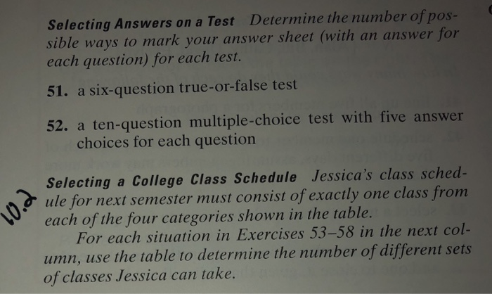 Solved Selecting Answers on a Test Determine the number of | Chegg.com