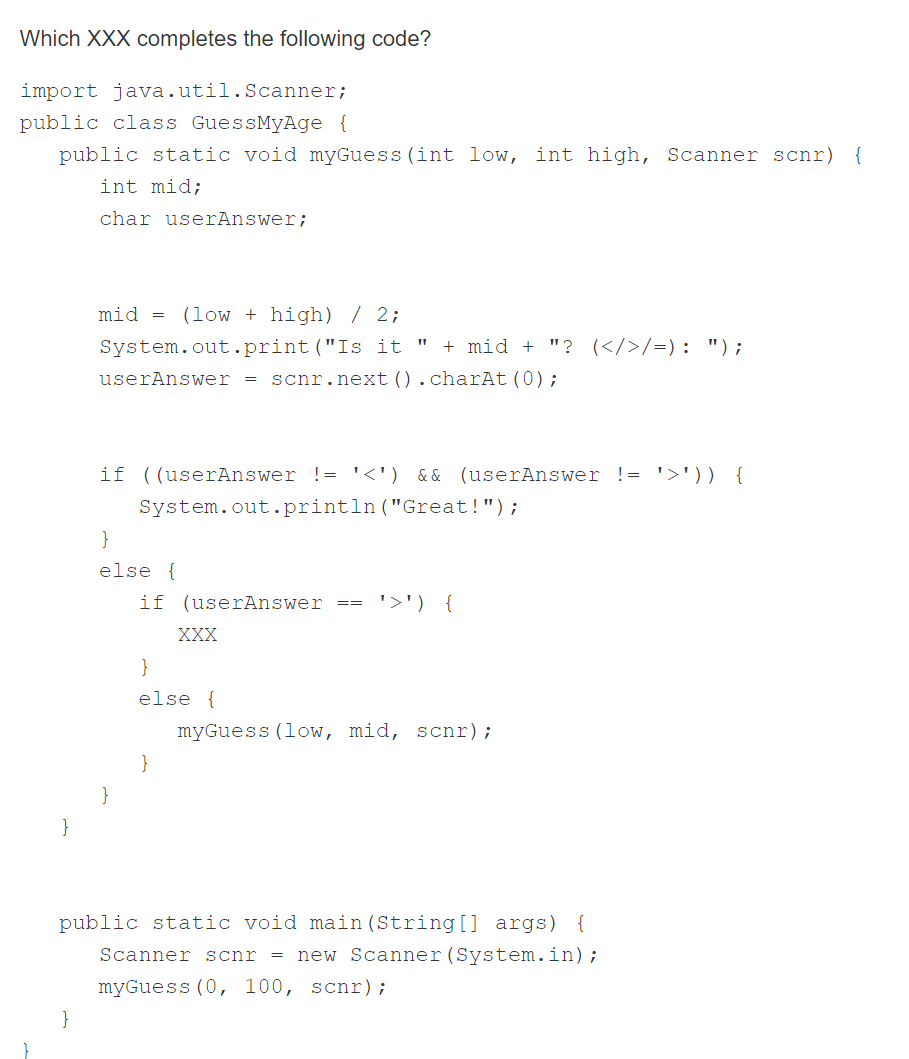 Solved Which XXX completes the following code? import | Chegg.com