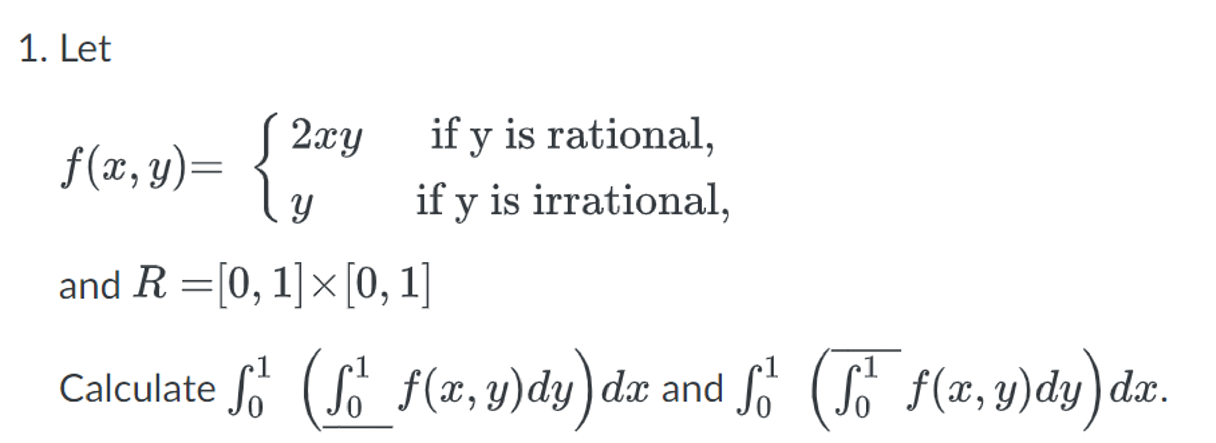 Solved Calculate the supremum and infimum integrals over the | Chegg.com