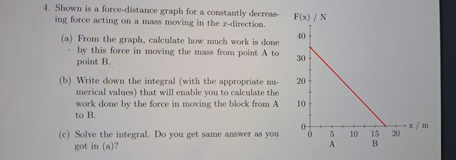 Solved 4. Shown is a force-distance graph for a constantly | Chegg.com