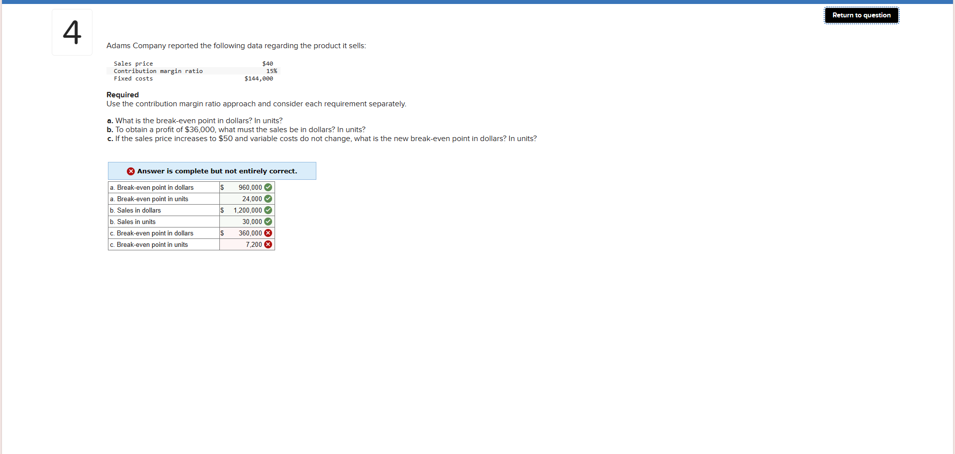 Solved Adams Company reported the following data regarding | Chegg.com