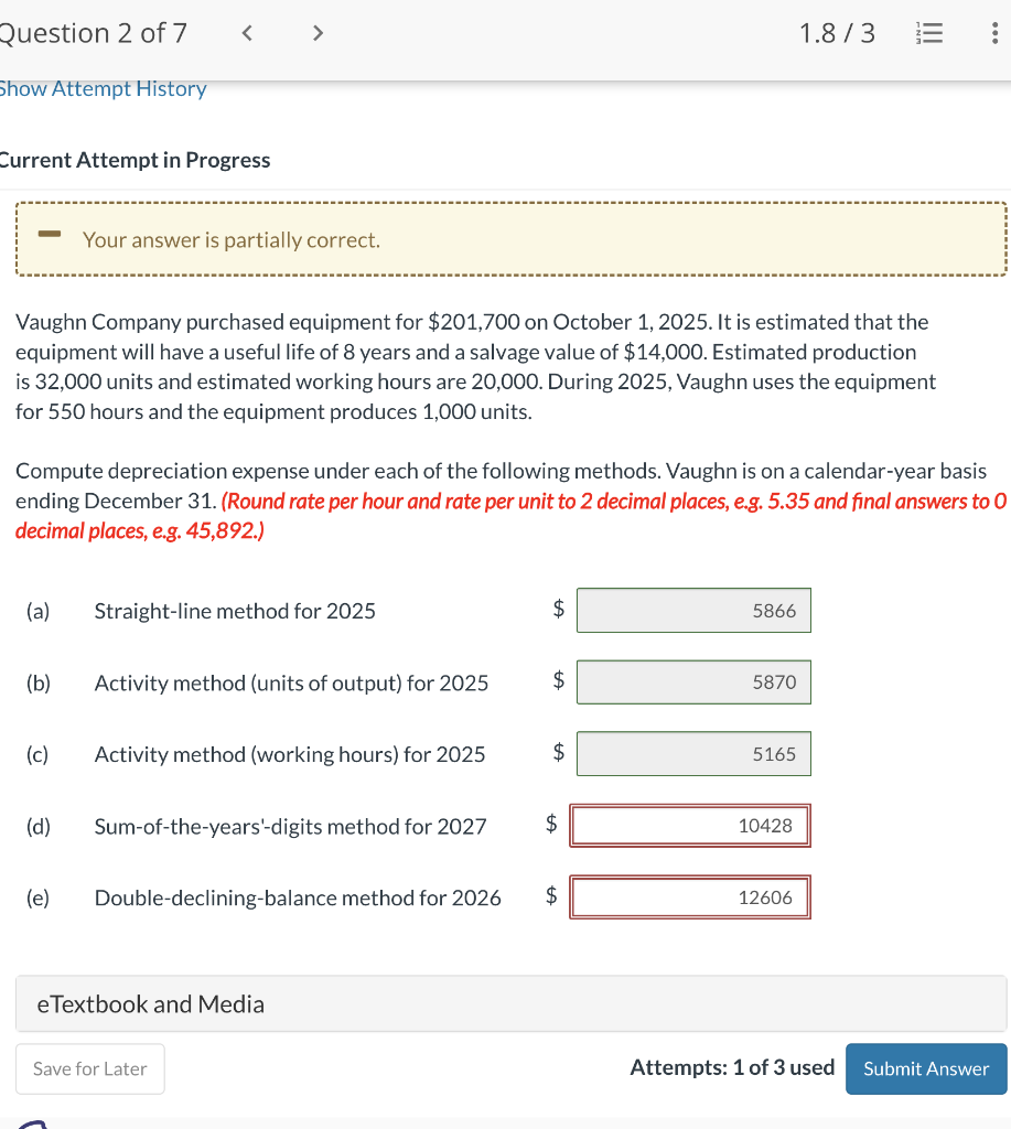 Solved Current Attempt in Progress Vaughn Company purchased | Chegg.com