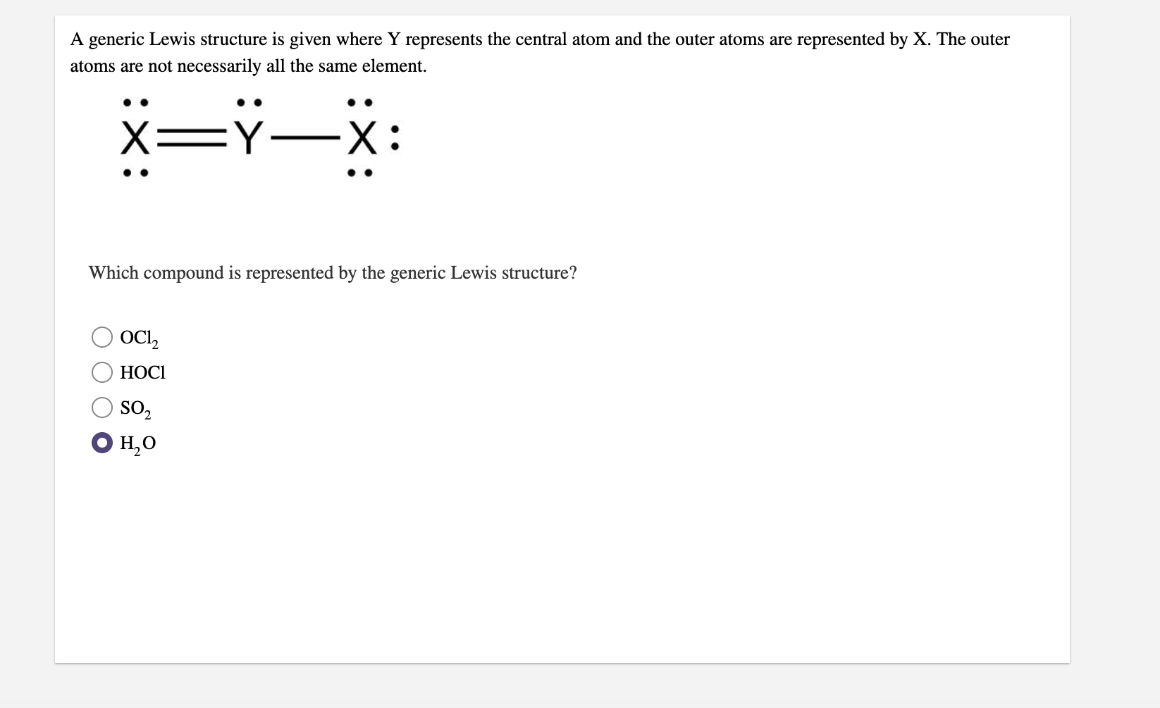 Solved A Generic Lewis Structure Is Given Where Y Represents 1332