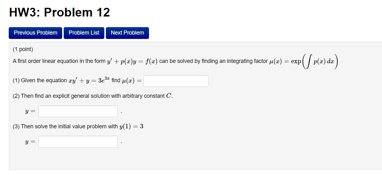 Solved HW3: Problem 12 Previous Problem Problem List Next | Chegg.com