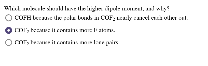 High Quality SOLUTION Which molecule should have the higher dipole ...