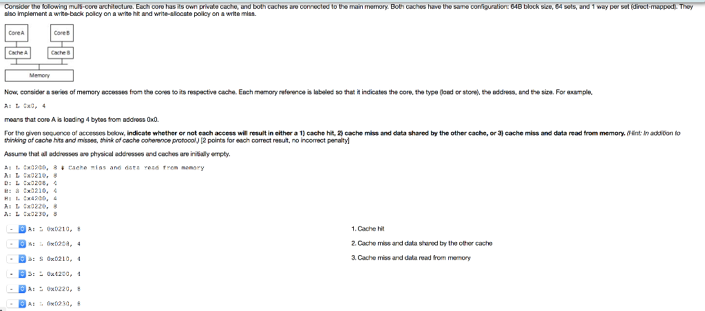 Consider the following multi-core architecture. Each | Chegg.com