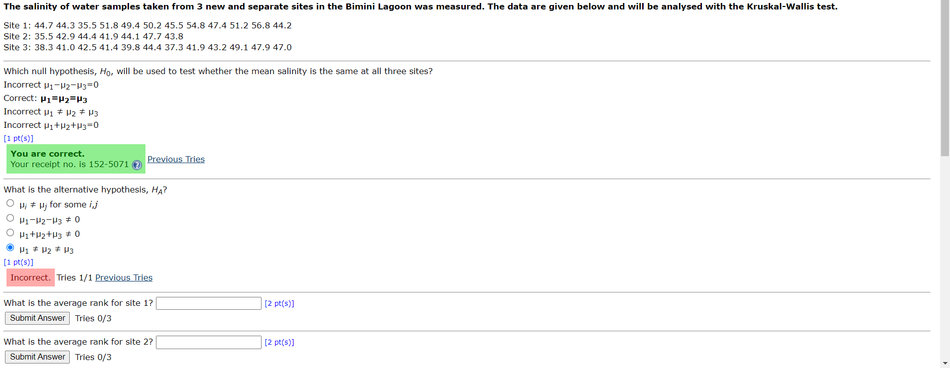 Solved Site 1: 44.744 .335 .551 .849 .450 .245 .554 .847 | Chegg.com