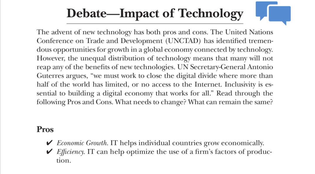 Solved Debate—Impact of Technology The advent of new | Chegg.com