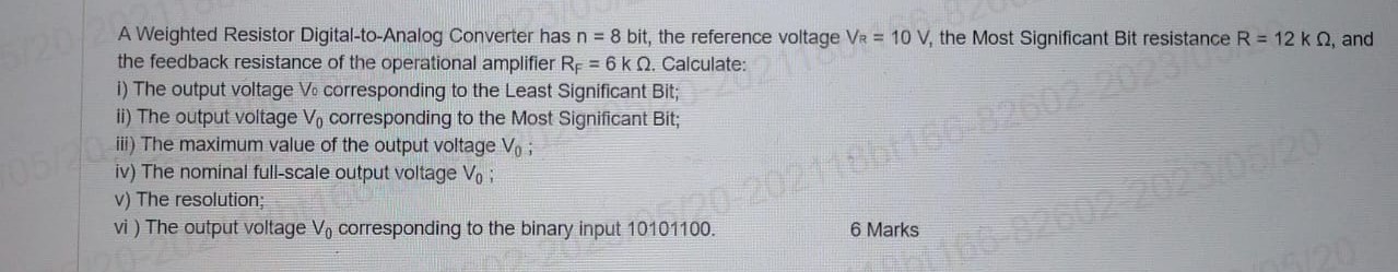 Solved A Weighted Resistor Digital-to-Analog Converter has | Chegg.com