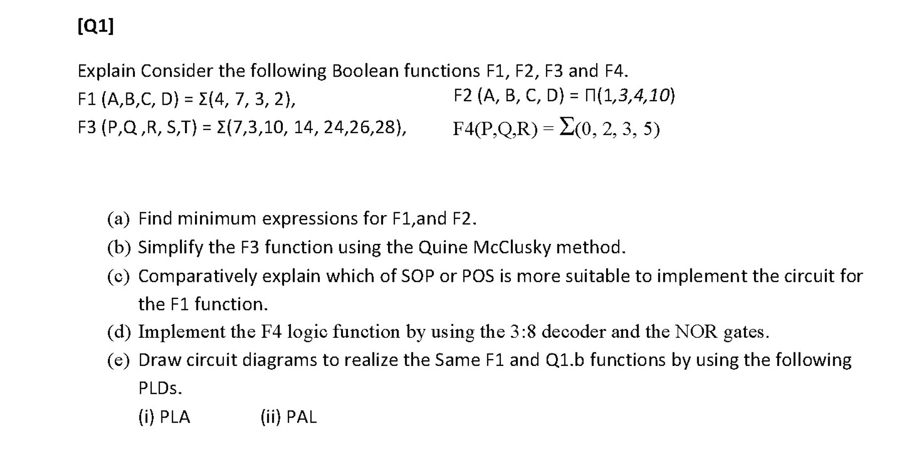 Solved [Q1]Explain Consider the following Boolean functions | Chegg.com